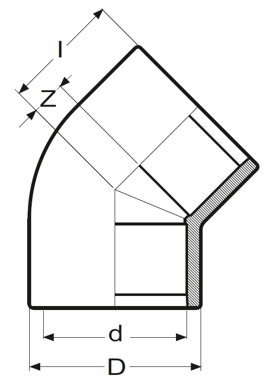 Coude 45° FF - PVC-U - Willems Lucy