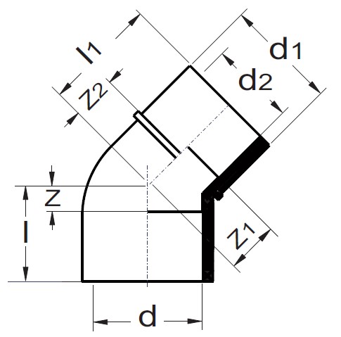 Coude 45° MF - PVC-U - Willems Lucy